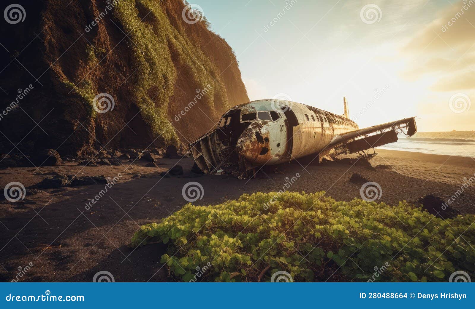 The Forlorn Remains of an Airplane Lay Stranded on Black Sand Beach ...