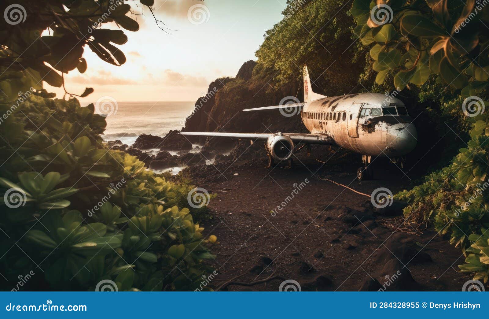 The Forlorn Remains of an Airplane Lay Stranded on a Black Sand Beach ...