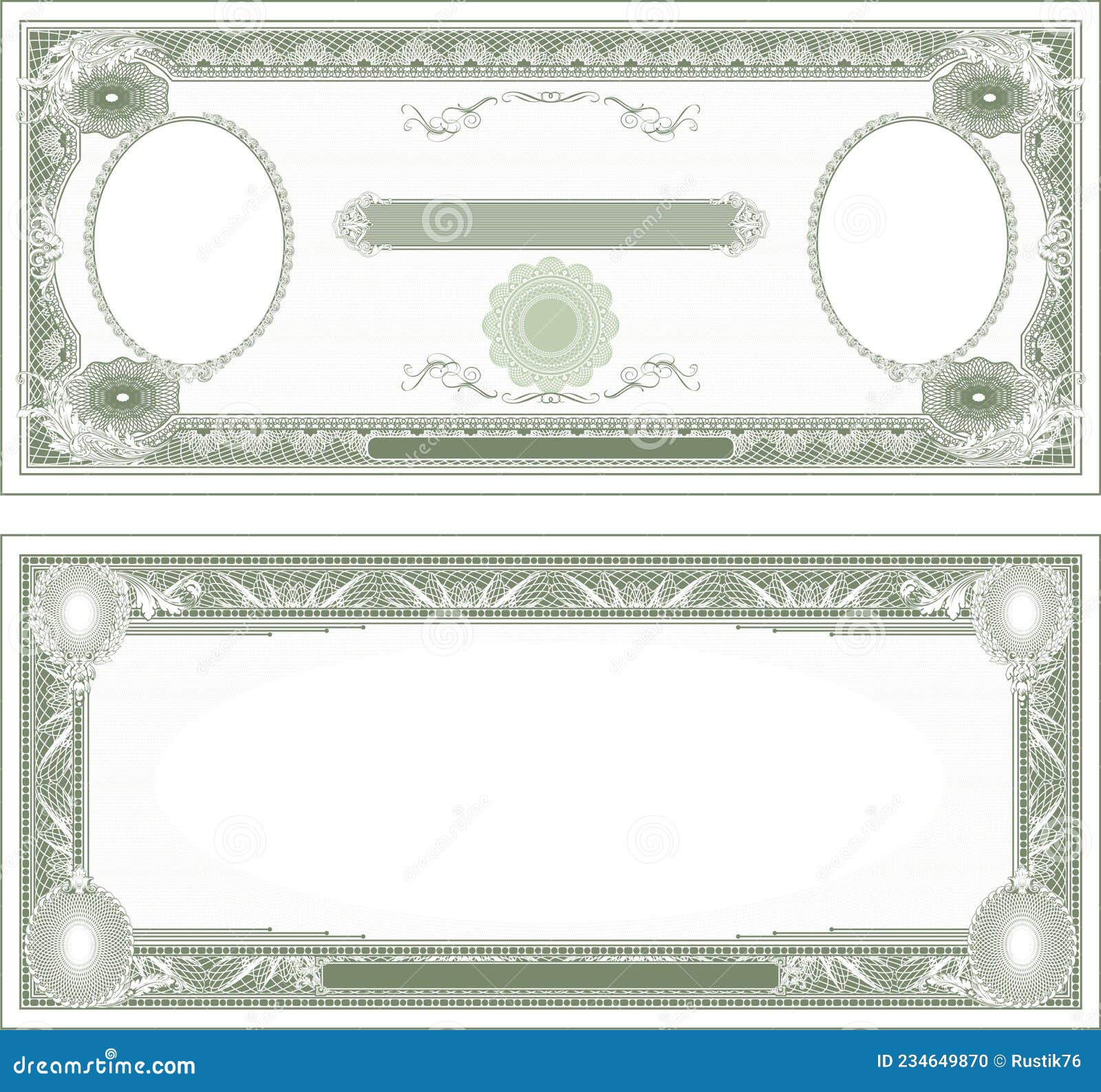Blank For Banknote Obverse And Reverse With Two Portraits Green Royalty ...