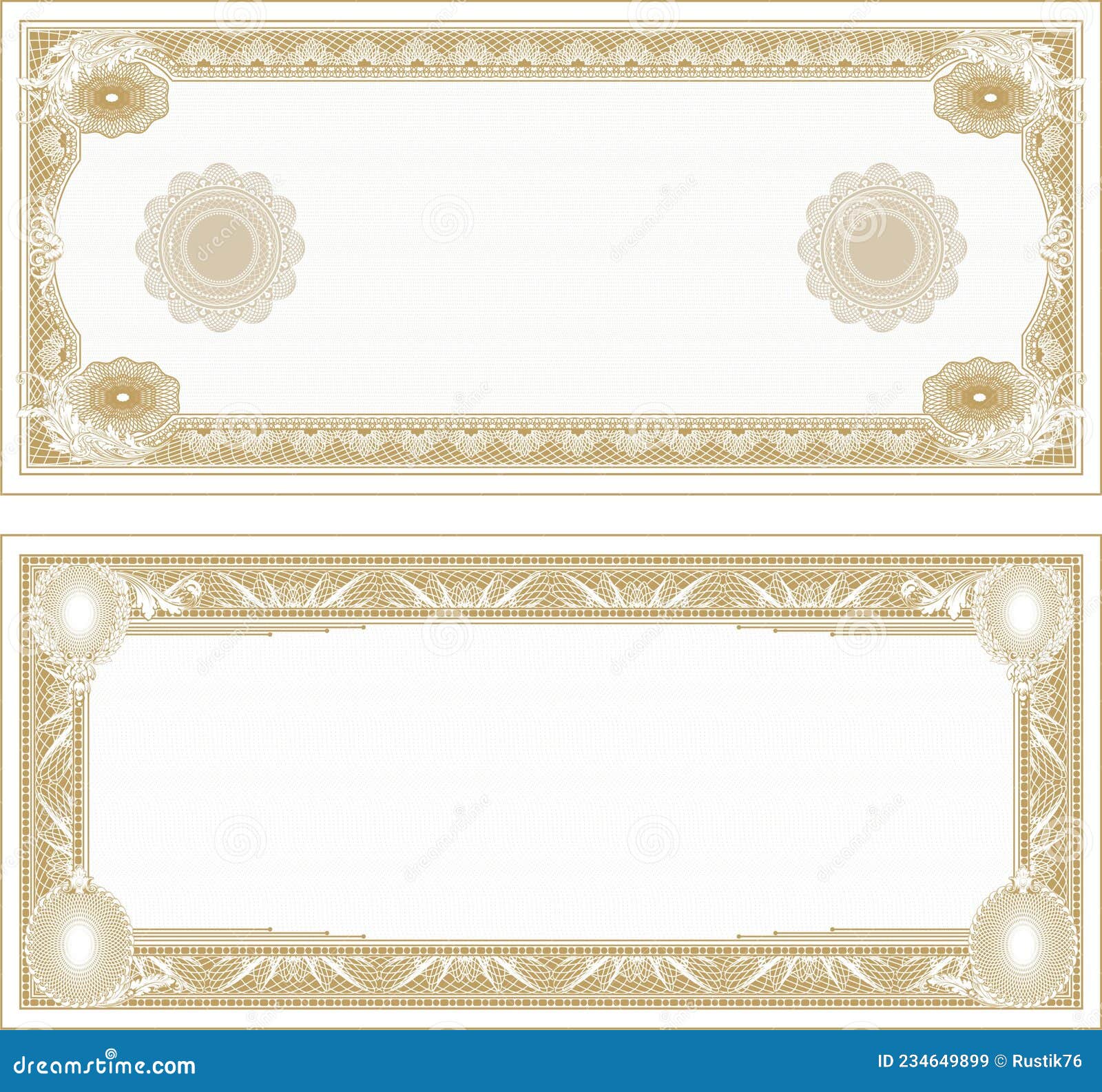 Blank for Banknote Obverse and Reverse with Empty Space for Inscription ...