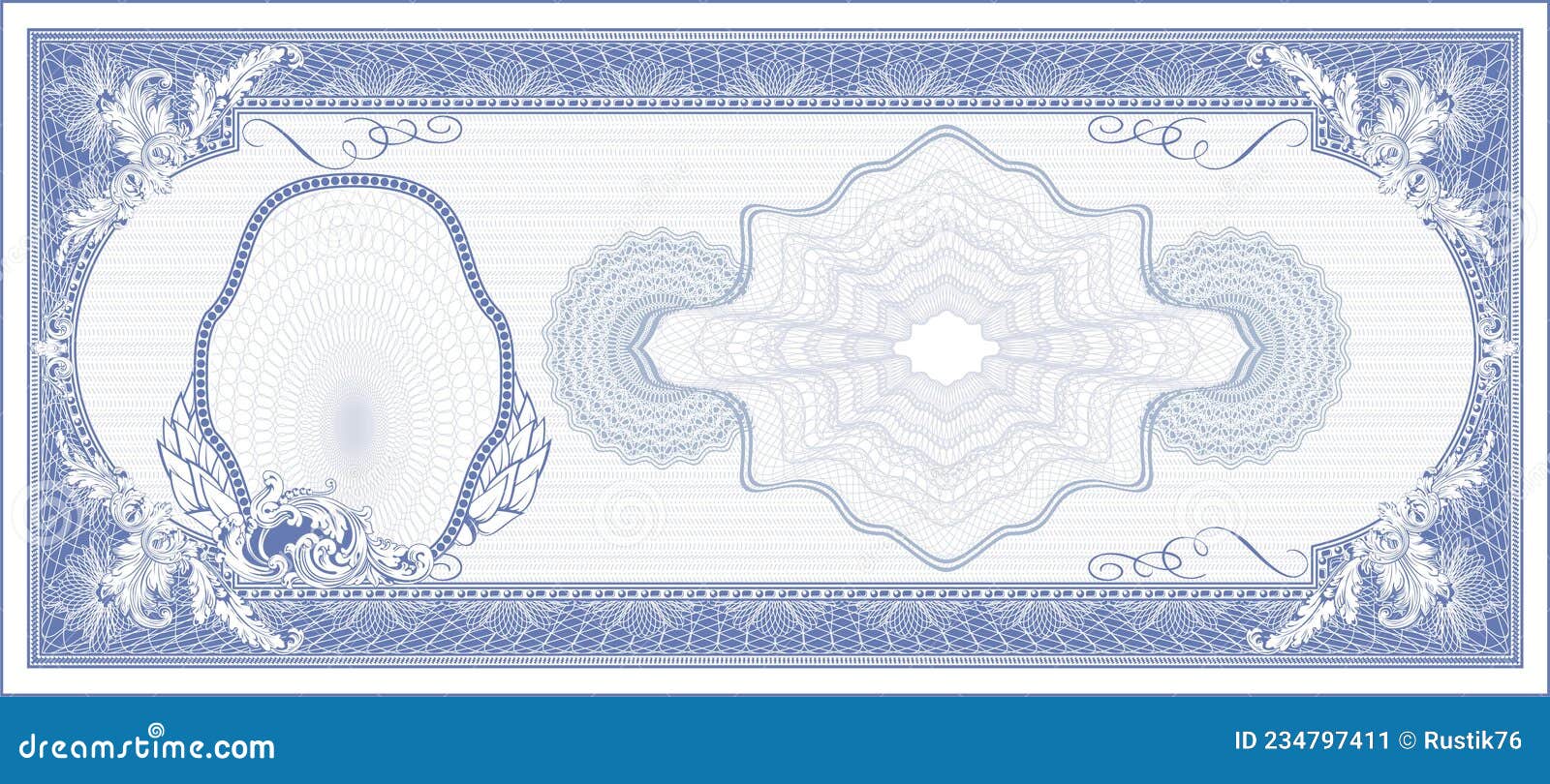 Blank for Dollar Style Banknote with Side Portrait Blue Stock ...