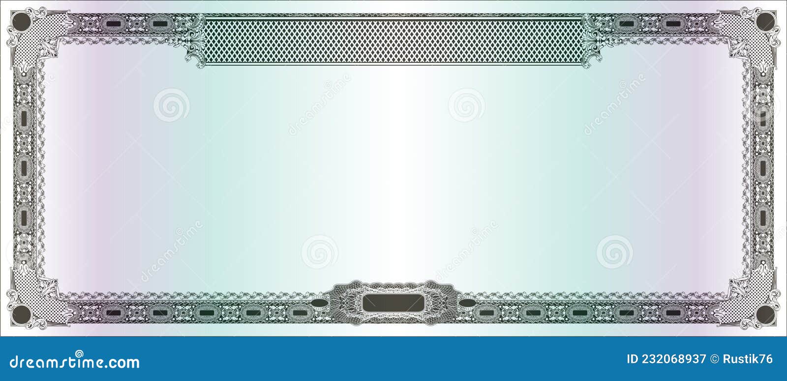 Blank for Making Banknotes. with a Gradient Fill and Free Space Stock ...