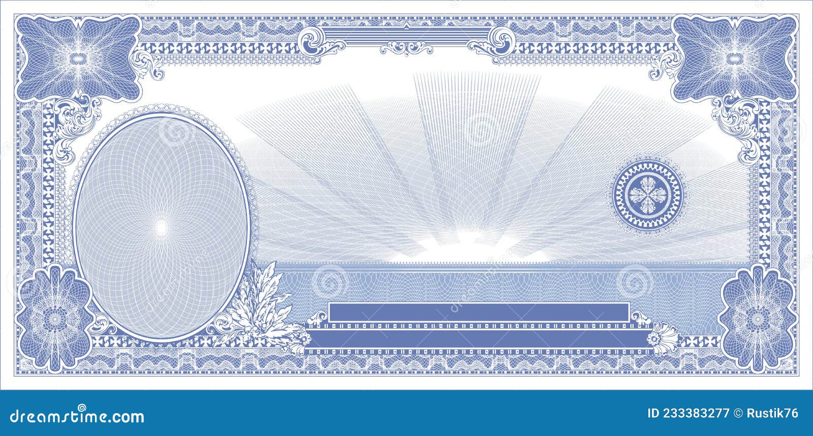 Blank of an Old Banknote with a Side Portrait Blue Stock Illustration ...