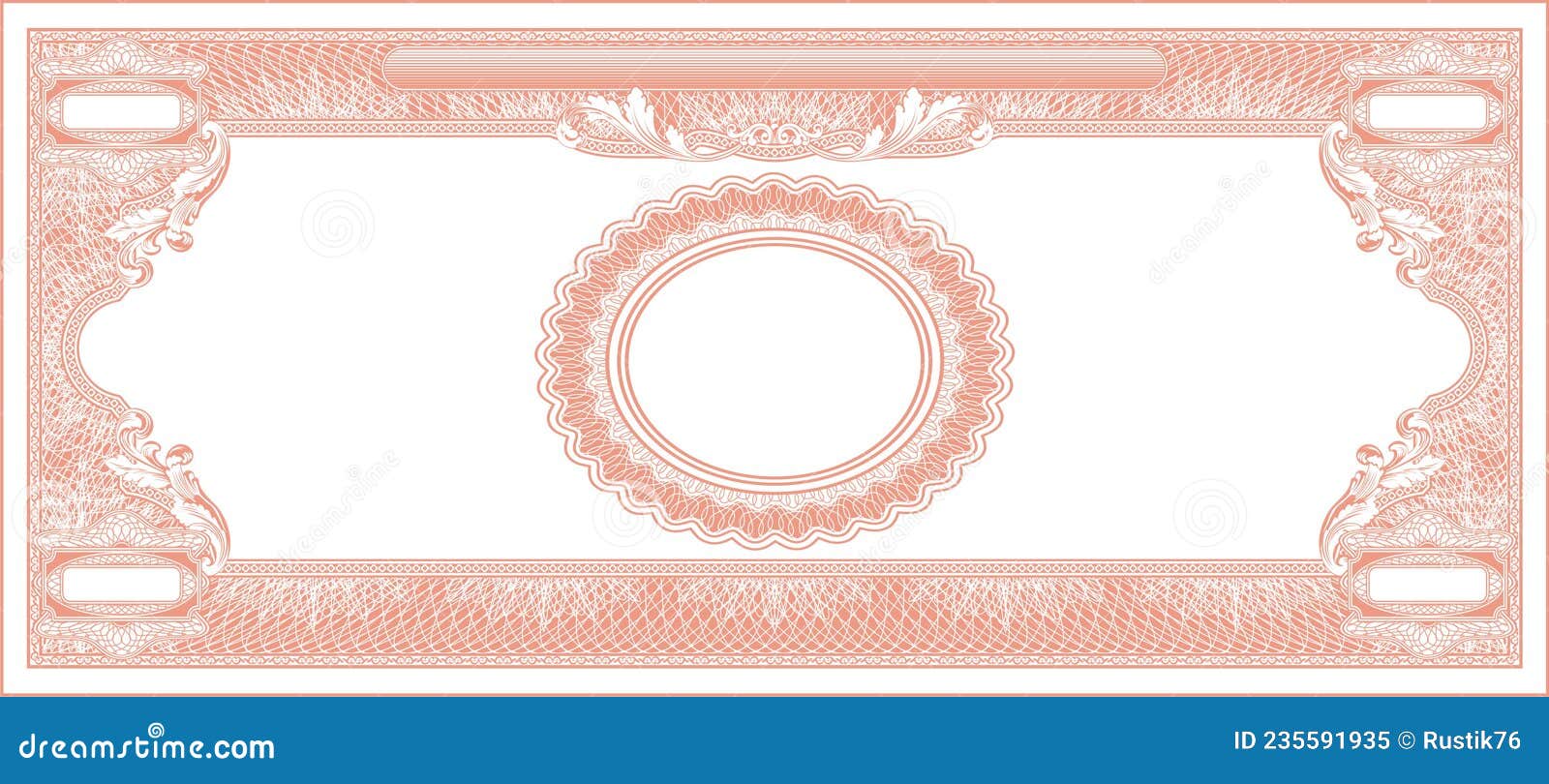 Old Dollar Style Banknote Blank with Blank Space for Inscription Red ...