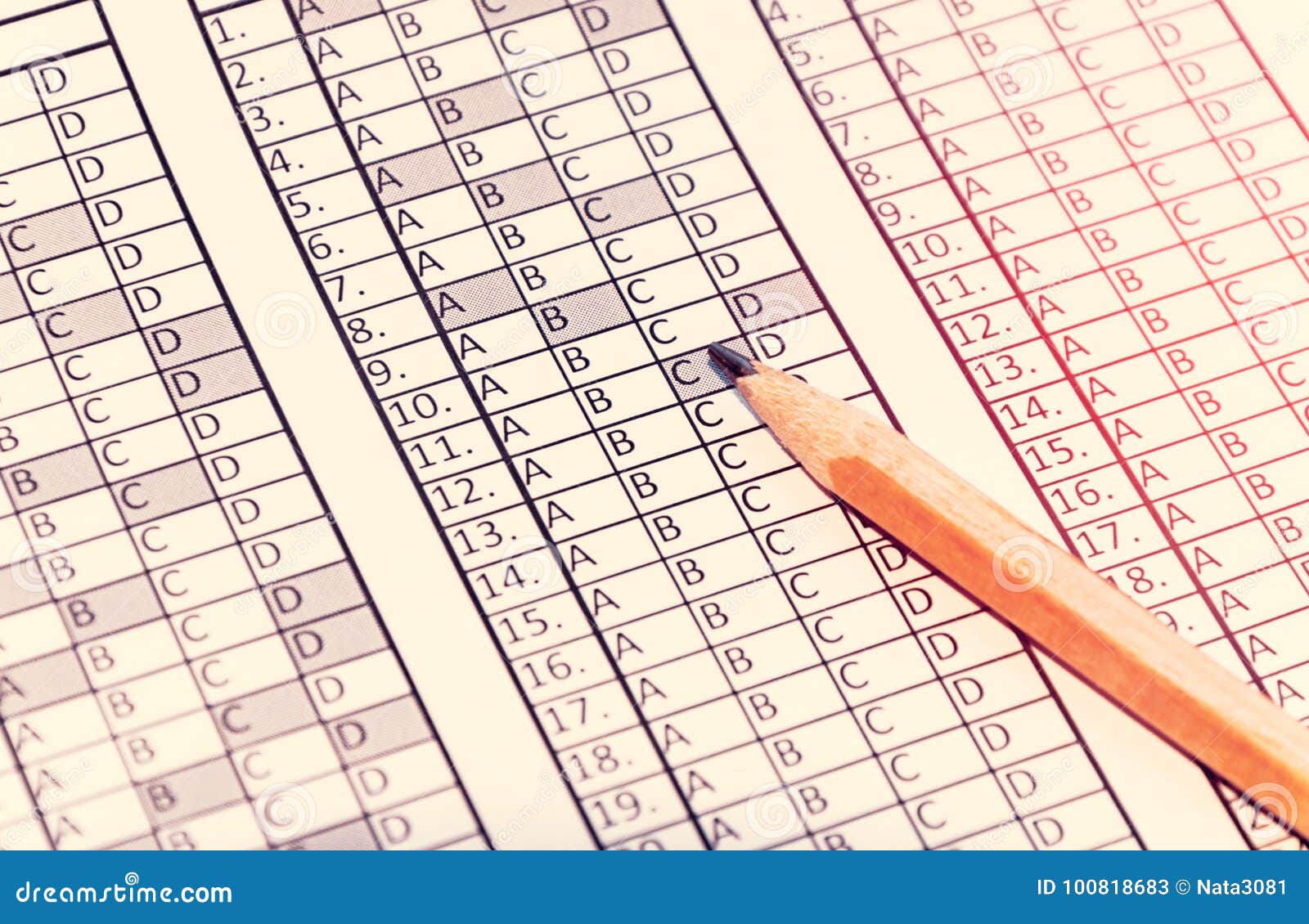 Form for the Exam with the Pencil Lying on it. Testing. Selective Focus ...