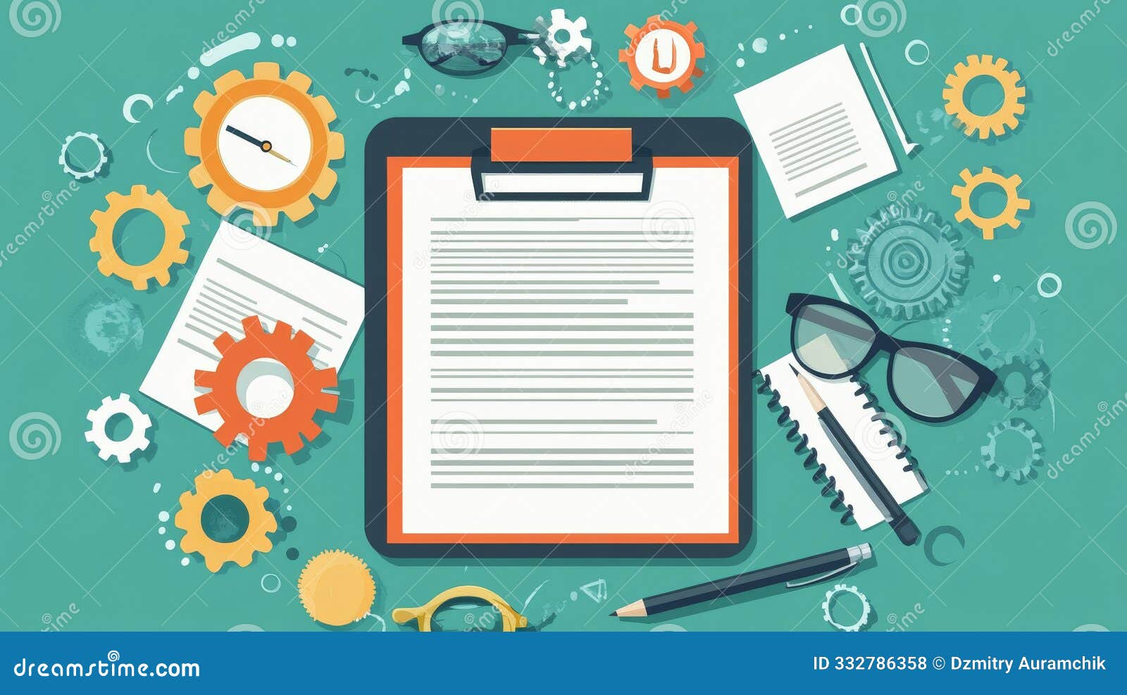 Form Filling and Reporting are Illustrated by a Modern Flat Design ...