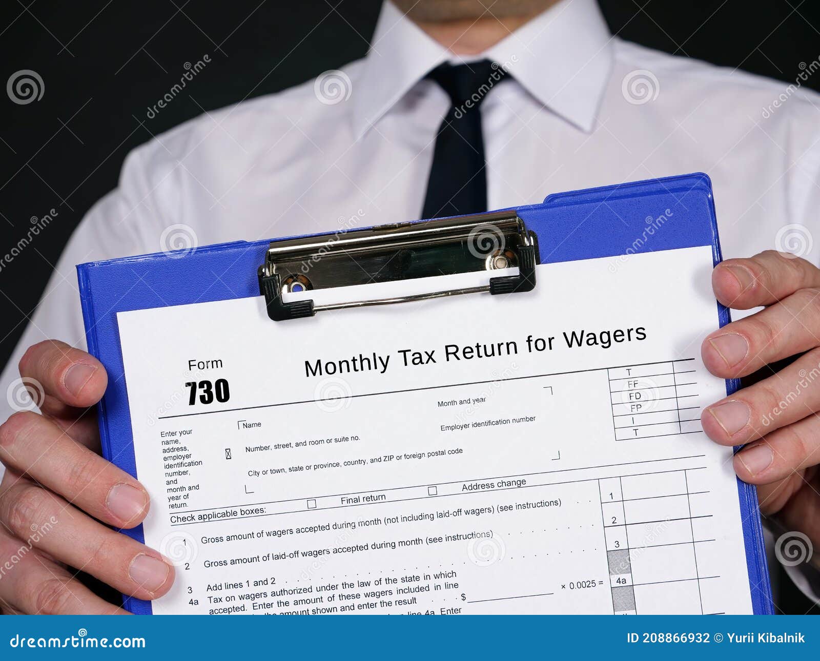 Form 730 Monthly Tax Return for Wagers Stock Photo - Image of magnifier ...