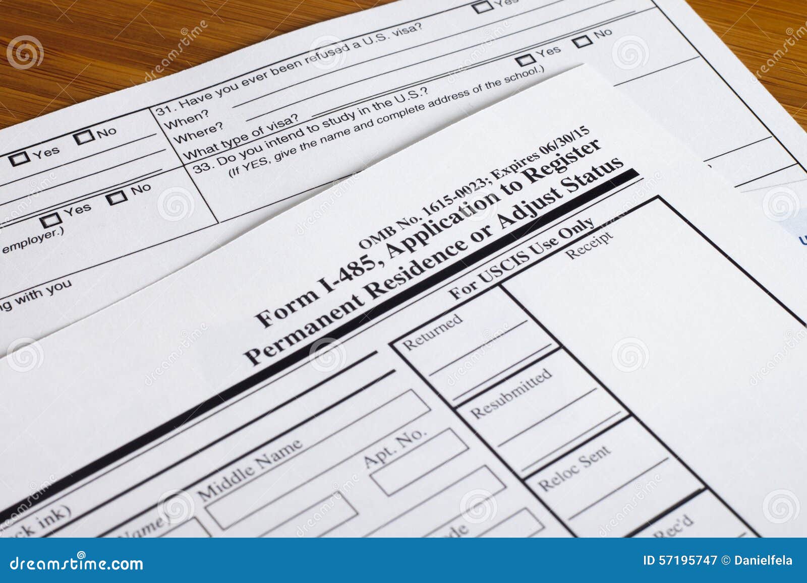 Form Permanent US Residence Stock Image - Image of authority ...