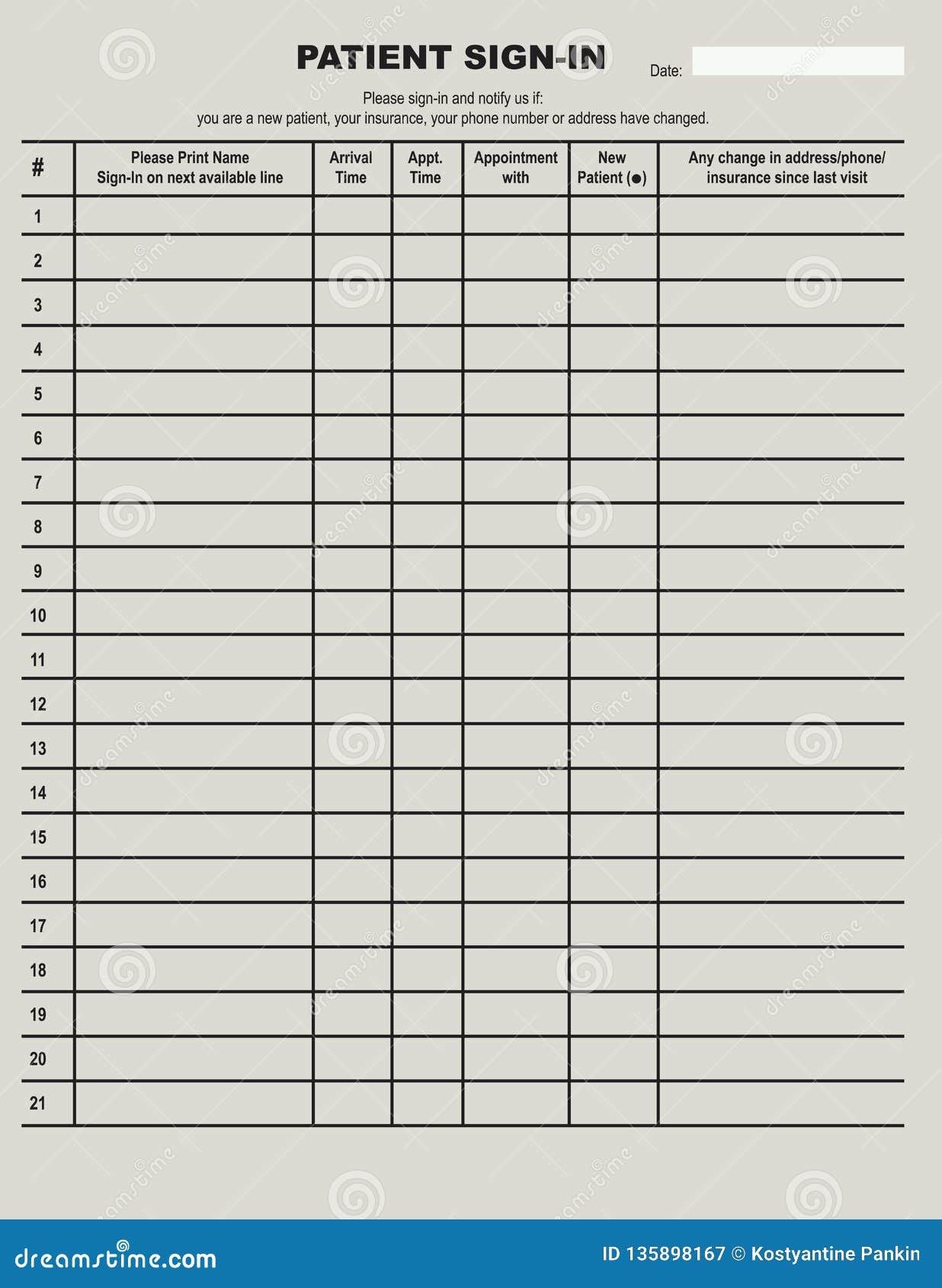 Forms Patient Sign-in Label Stock Vector - Illustration of bill ...