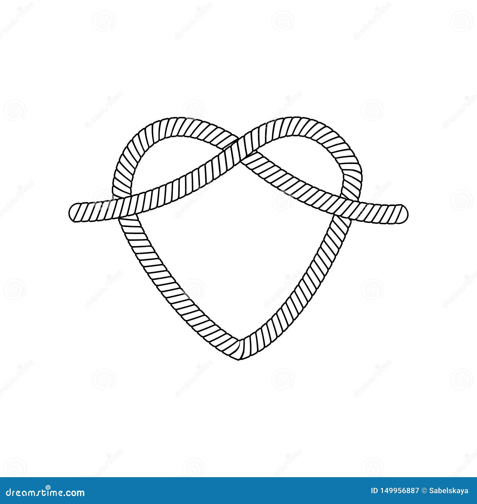 The Form and Shape of the Heart Out of the Loop and Rope Knot, Rope or ...