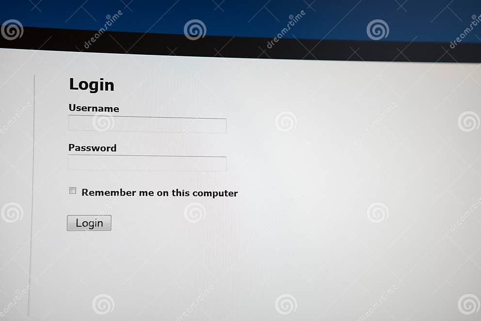 Form To Enter Login and Password on Web Page Stock Photo - Image of ...