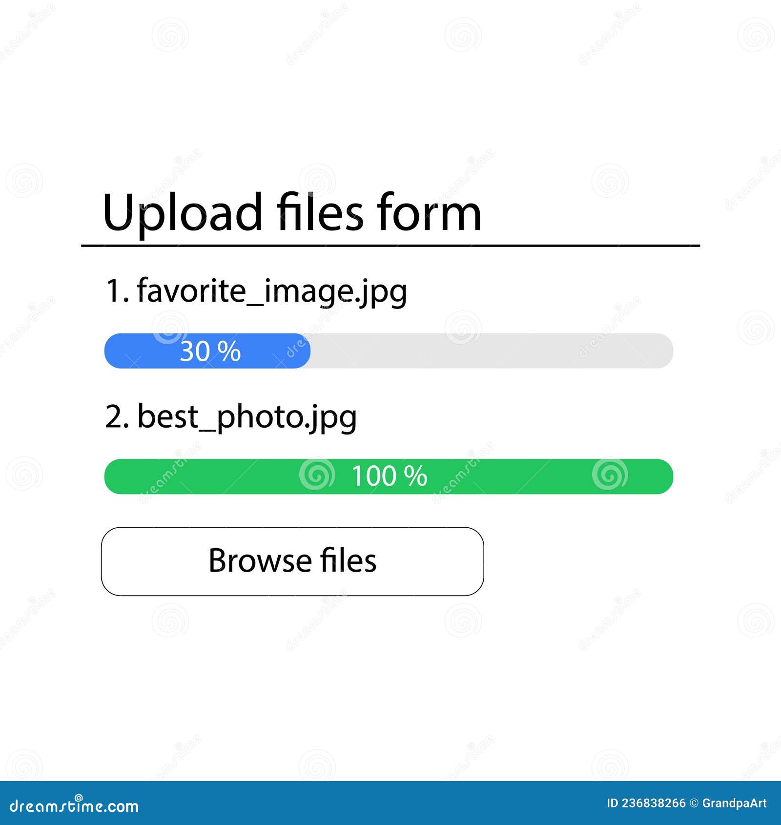 A Form for Uploading and Sending Files To the Server. User Interface ...