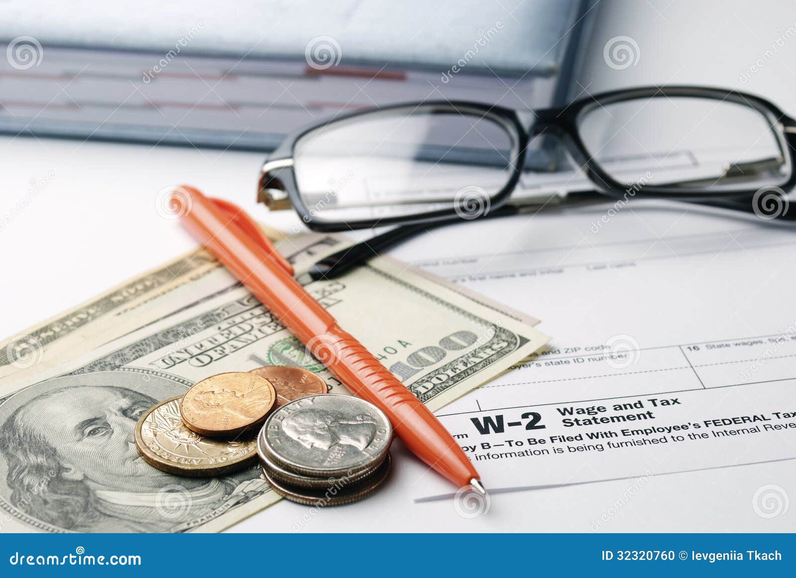 Form W-2 Wage and Tax Statement Stock Photo - Image of white, treasury ...