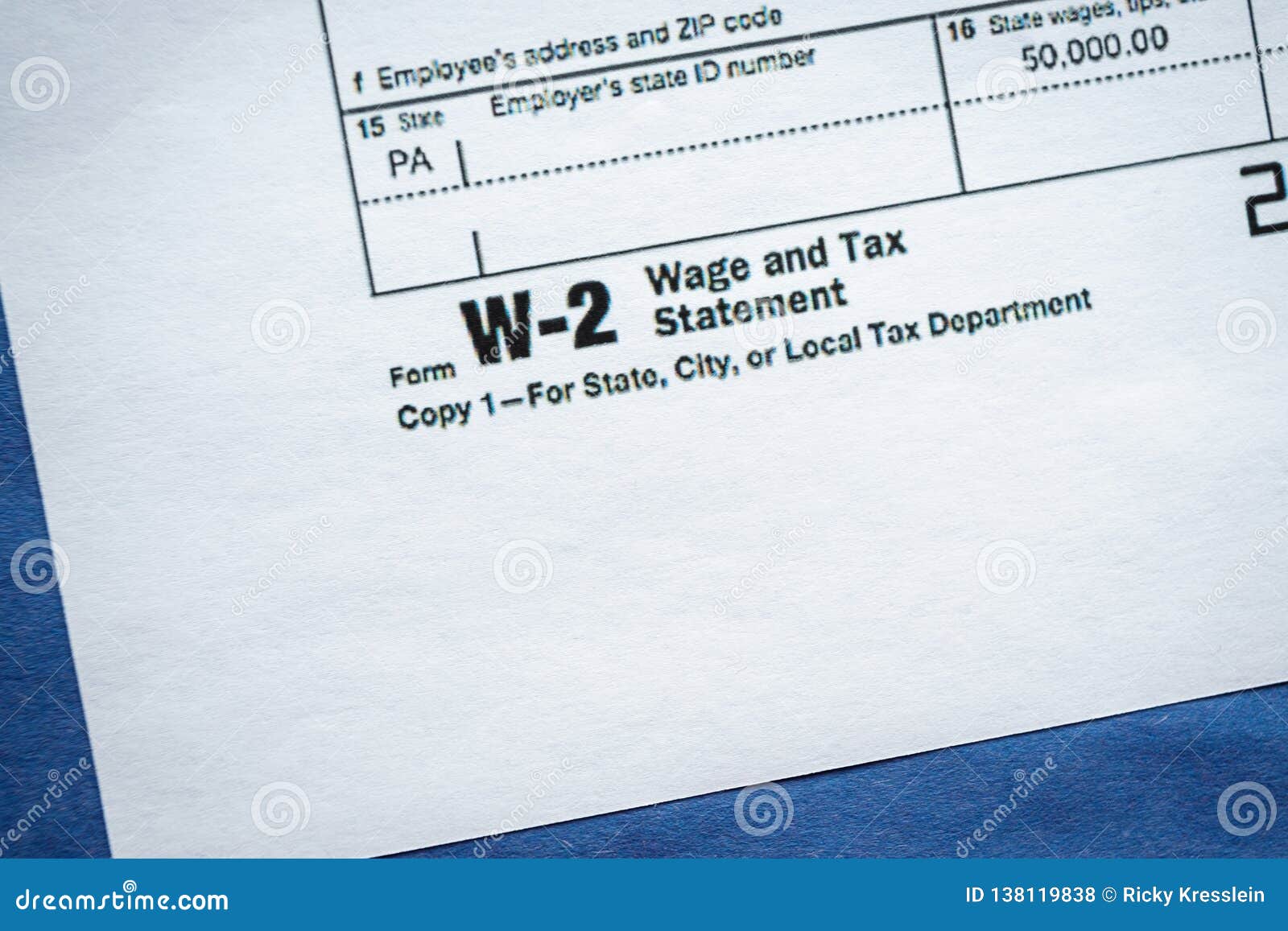 Form W-2 Wage and Tax Statement Editorial Stock Photo - Image of ...
