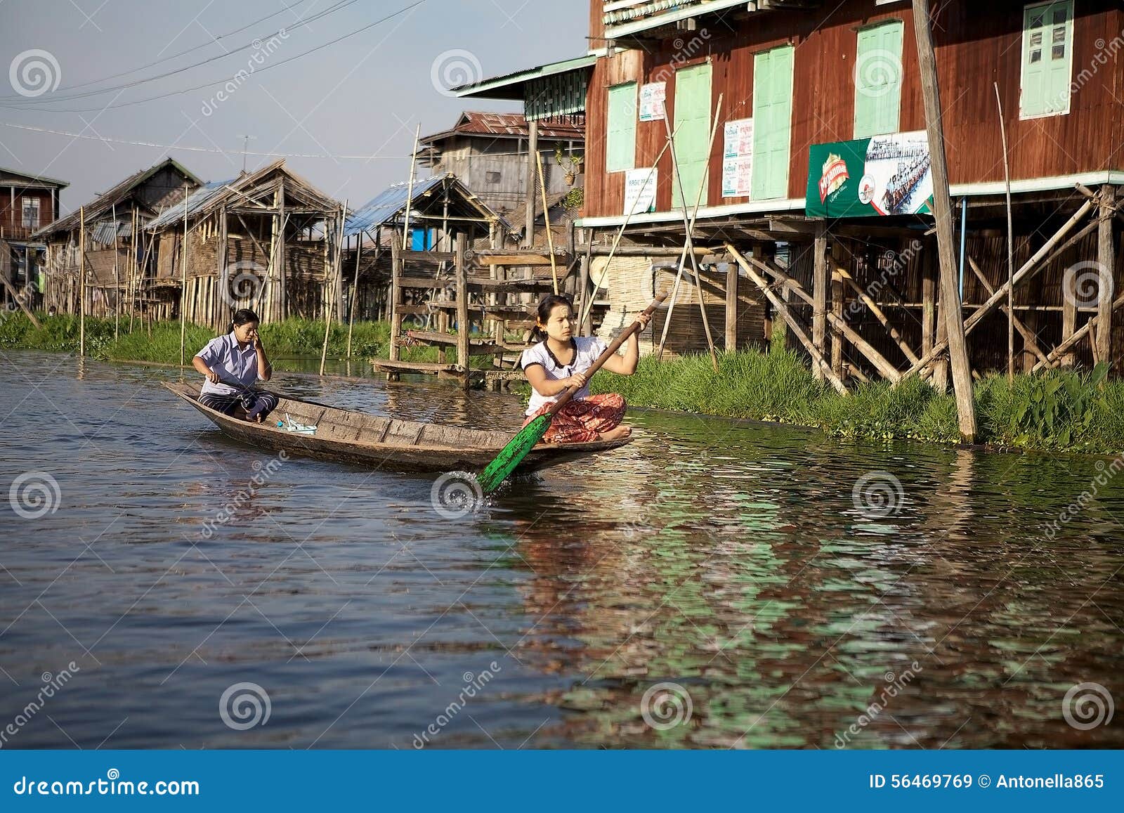 Forma De Vida En El Lago Inle Imagen de archivo editorial - Imagen de ...