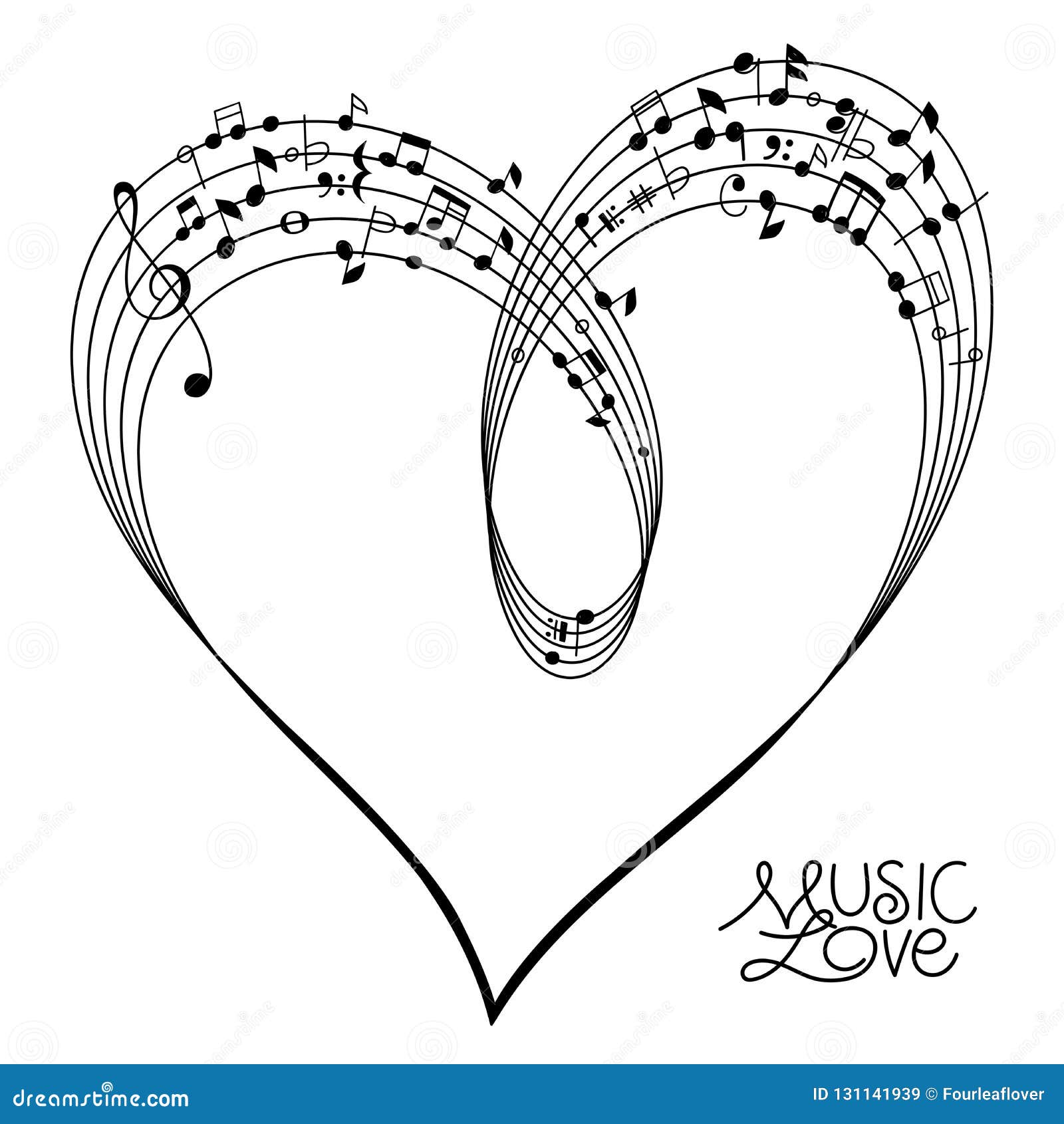 Forma musical del corazón ilustración del vector. Ilustración de corte ...
