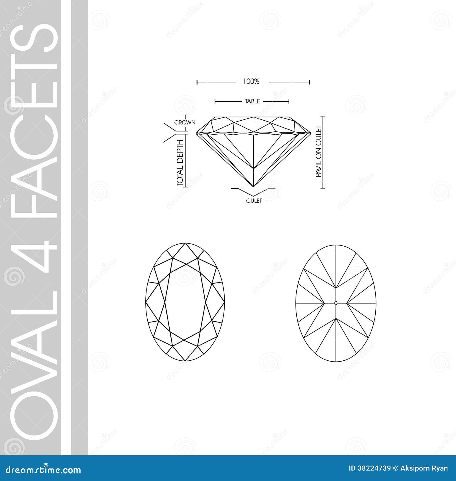 Forma ovale del diamante illustrazione vettoriale. Illustrazione di ...