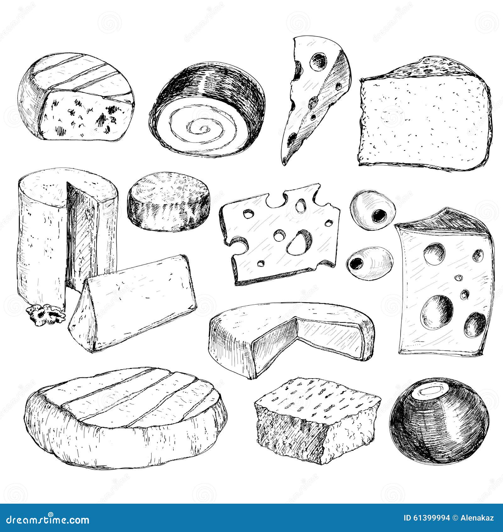 Formaggio Raccolta Disegnata a Mano Illustrazione Vettoriale ...