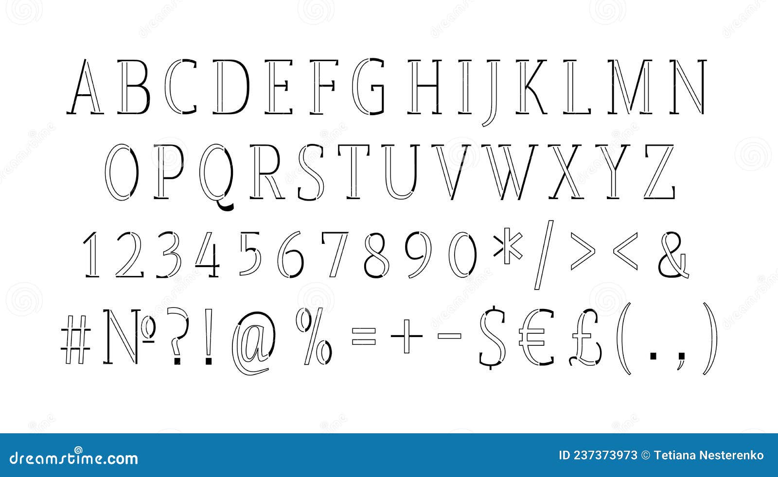 Formal Classic Line Style Alphabet Set Stock Vector - Illustration of ...