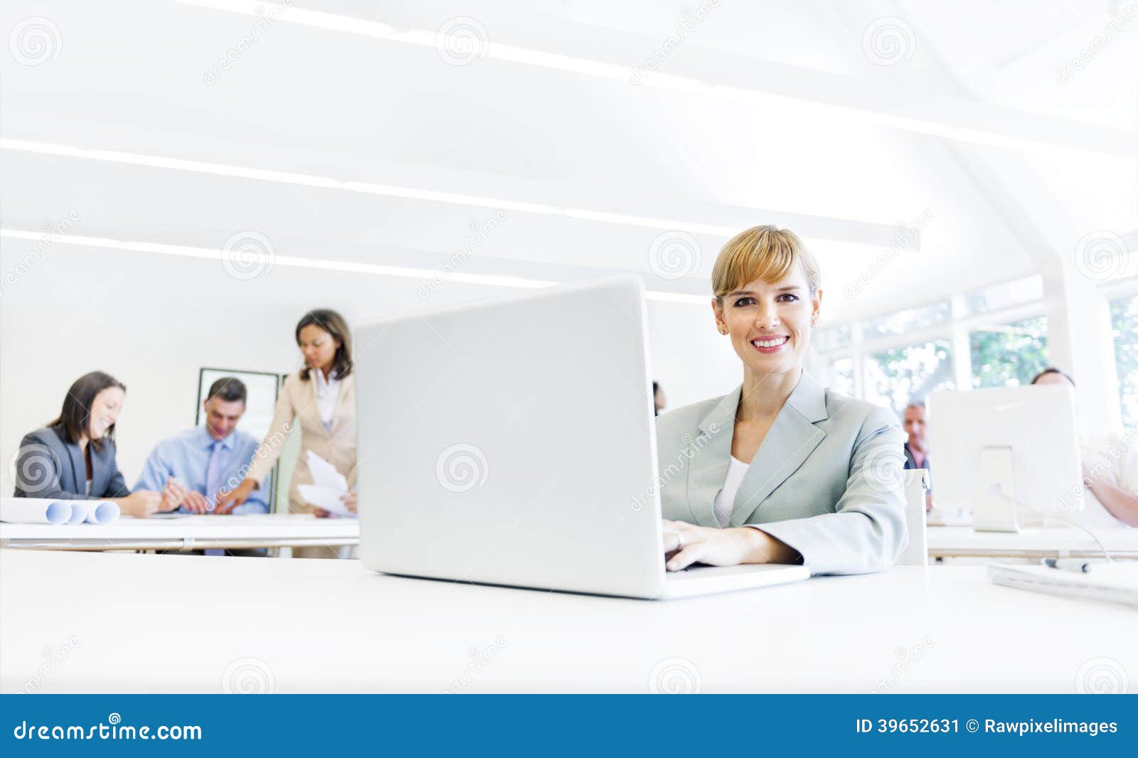 Formal Corporate Woman in Front of Her Laptop Stock Image - Image of ...