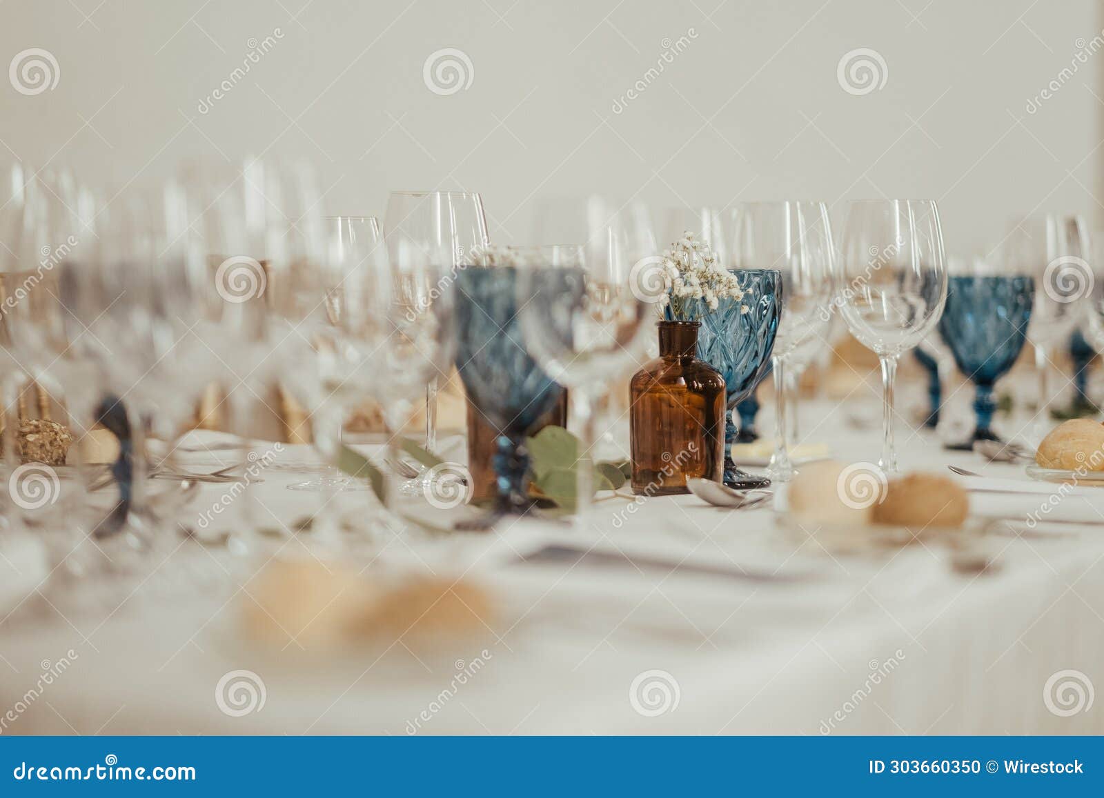 Formal Dining Table Set Up with White Plates and Silverware Stock Photo ...