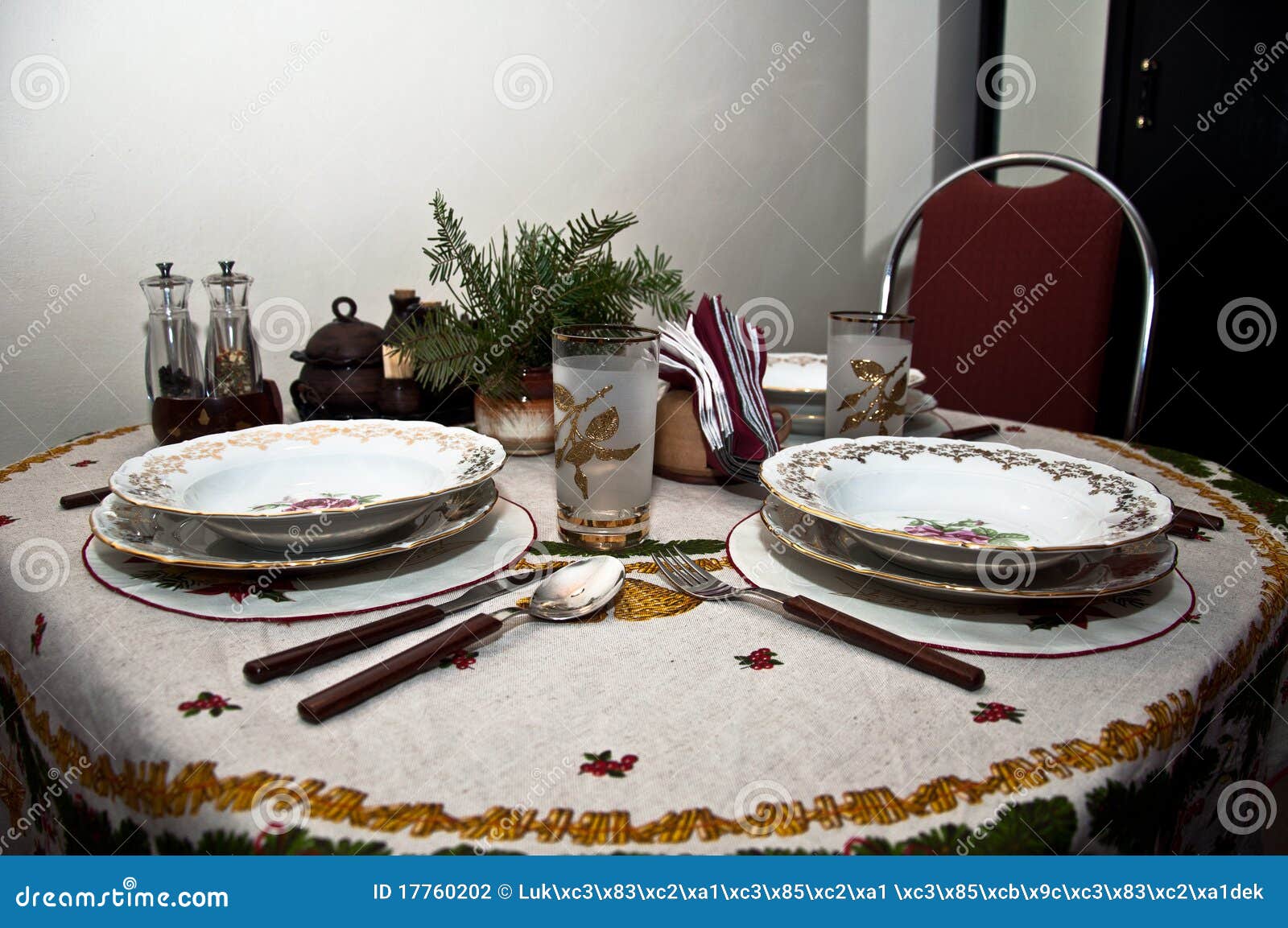 Formal dinner table stock photo. Image of fork, seasonal - 17760202