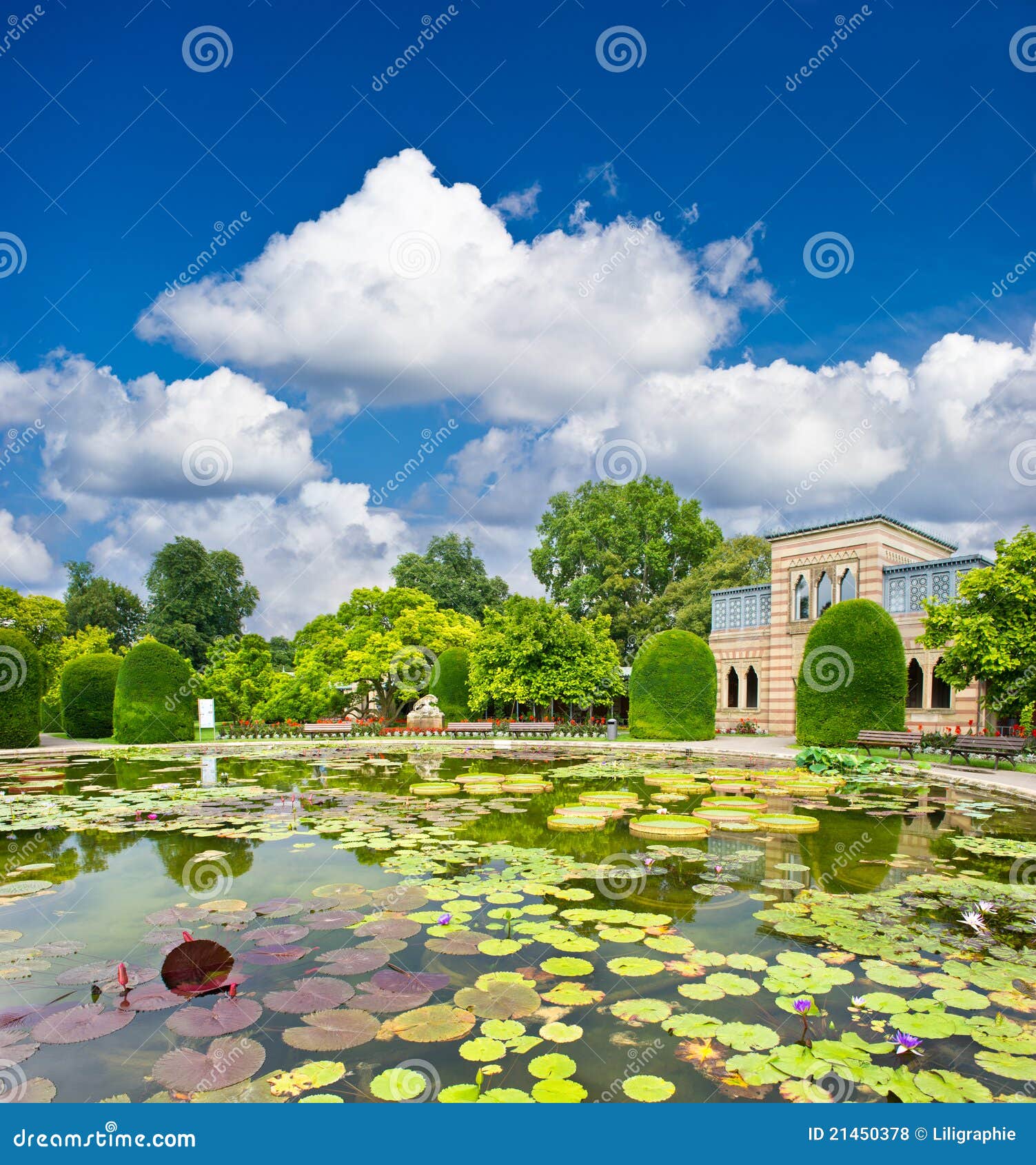 Formal Garden. Beautiful Pond in Public Park Stock Photo - Image of ...