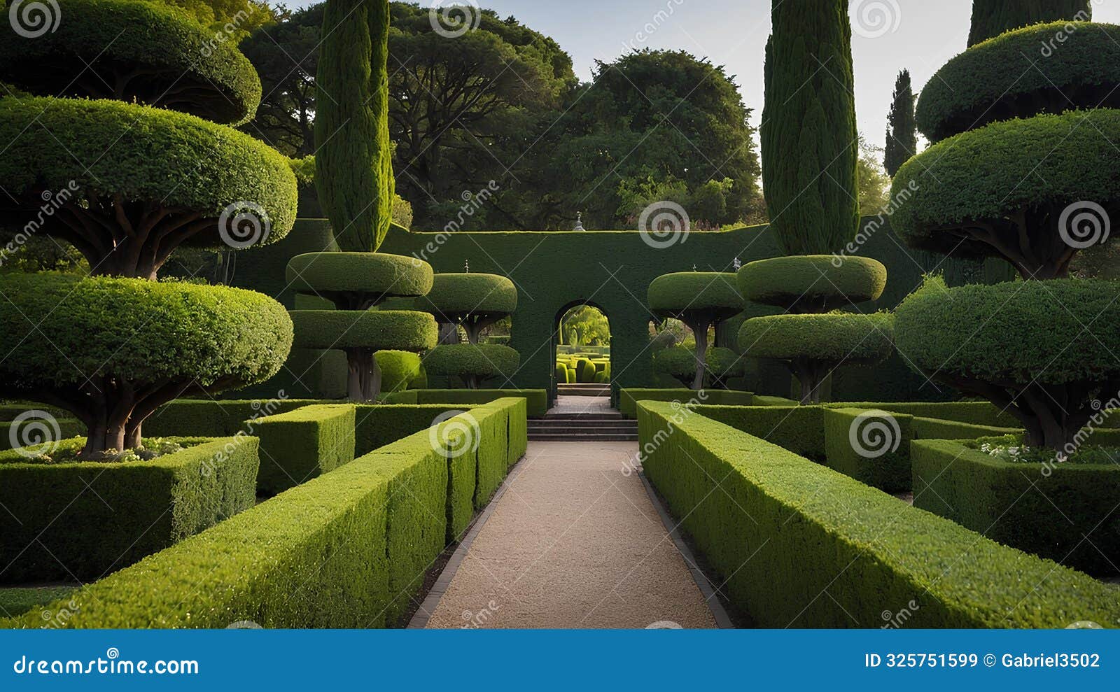 Formal Garden with Pruned Shrubs and Symmetrical Paths Stock ...