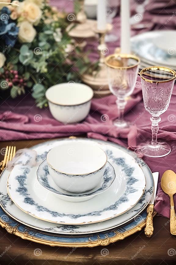 Formal Holiday Tablescape, Dinner Table Setting, Table Scape with ...