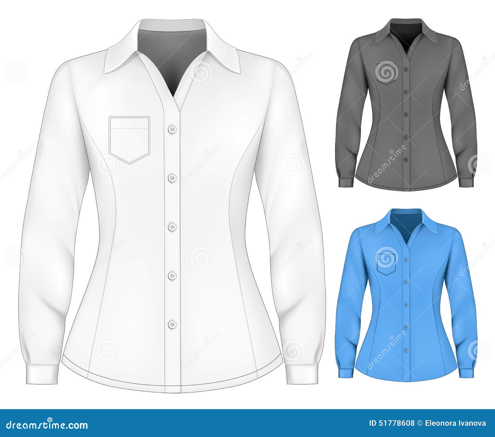 Formal Long Sleeved Blouses for Lady. Stock Vector - Illustration of ...