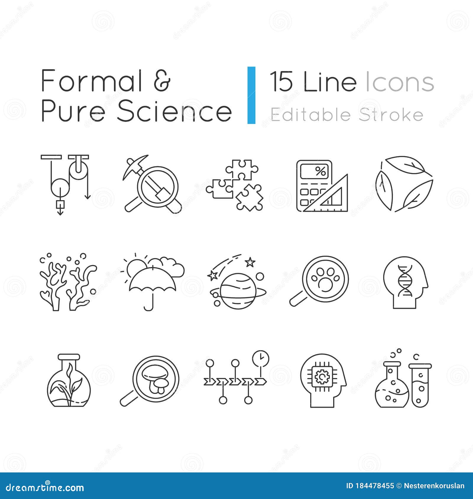 Formal and Pure Science Pixel Perfect Linear Icons Set Stock Vector ...