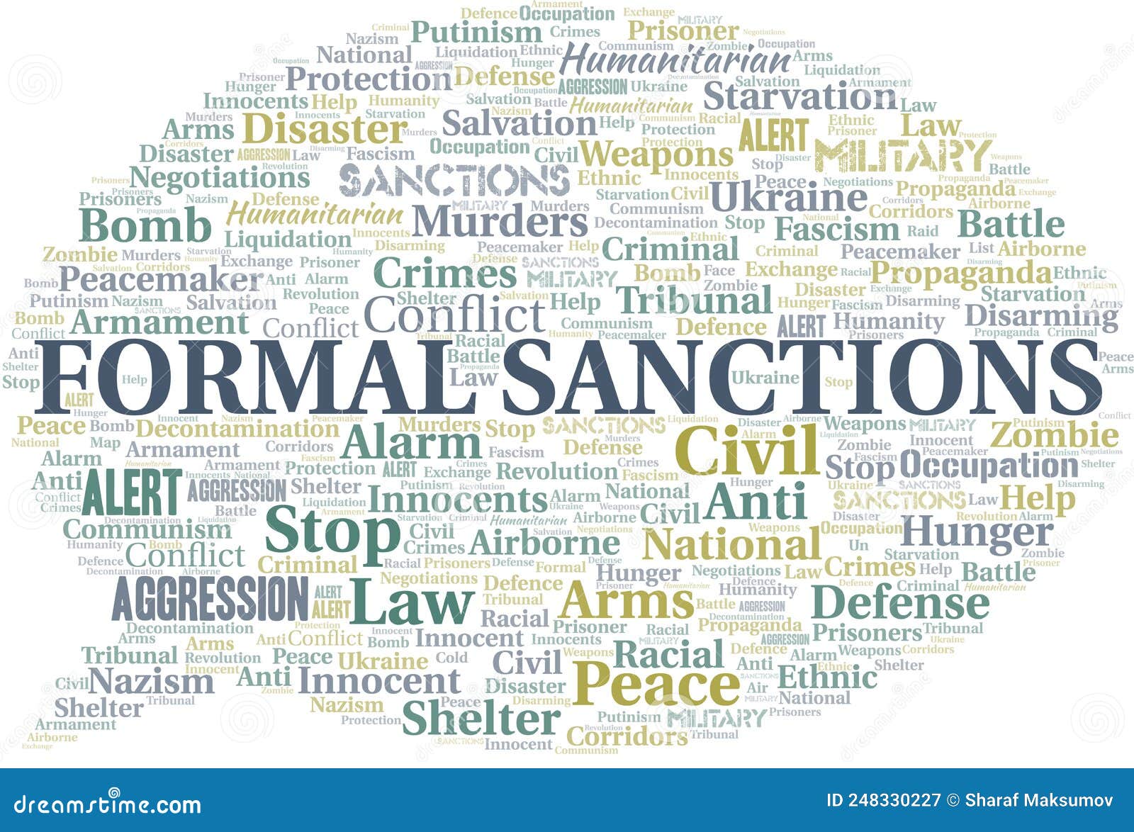 Formal Sanctions Word Cloud Vector Made With The Text Only Stock