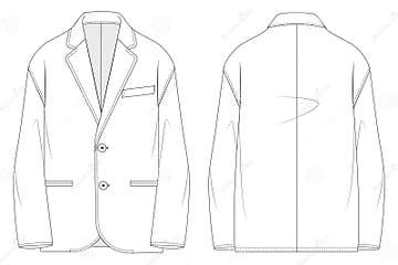 Formal Suit, Front and Back, Drawing Pattern with Vector Illustration ...