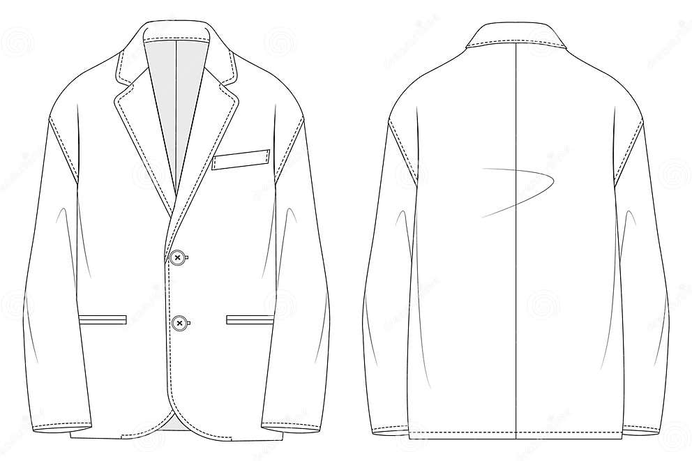 Formal Suit, Front and Back, Drawing Pattern with Vector Illustration ...