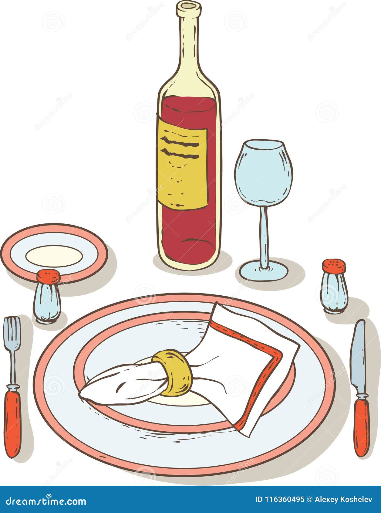 Table Setting stock illustration. Illustration of dishware - 116360495
