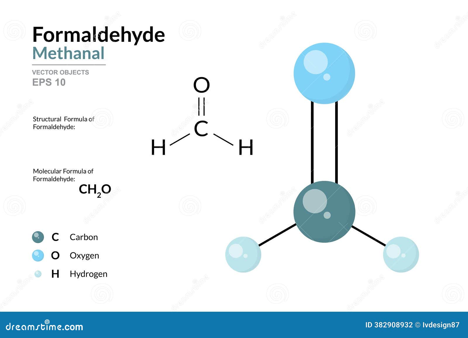 CH2O Molecular Formula. Formaldehyde Molecule, Pure Alcohol. Molecule ...