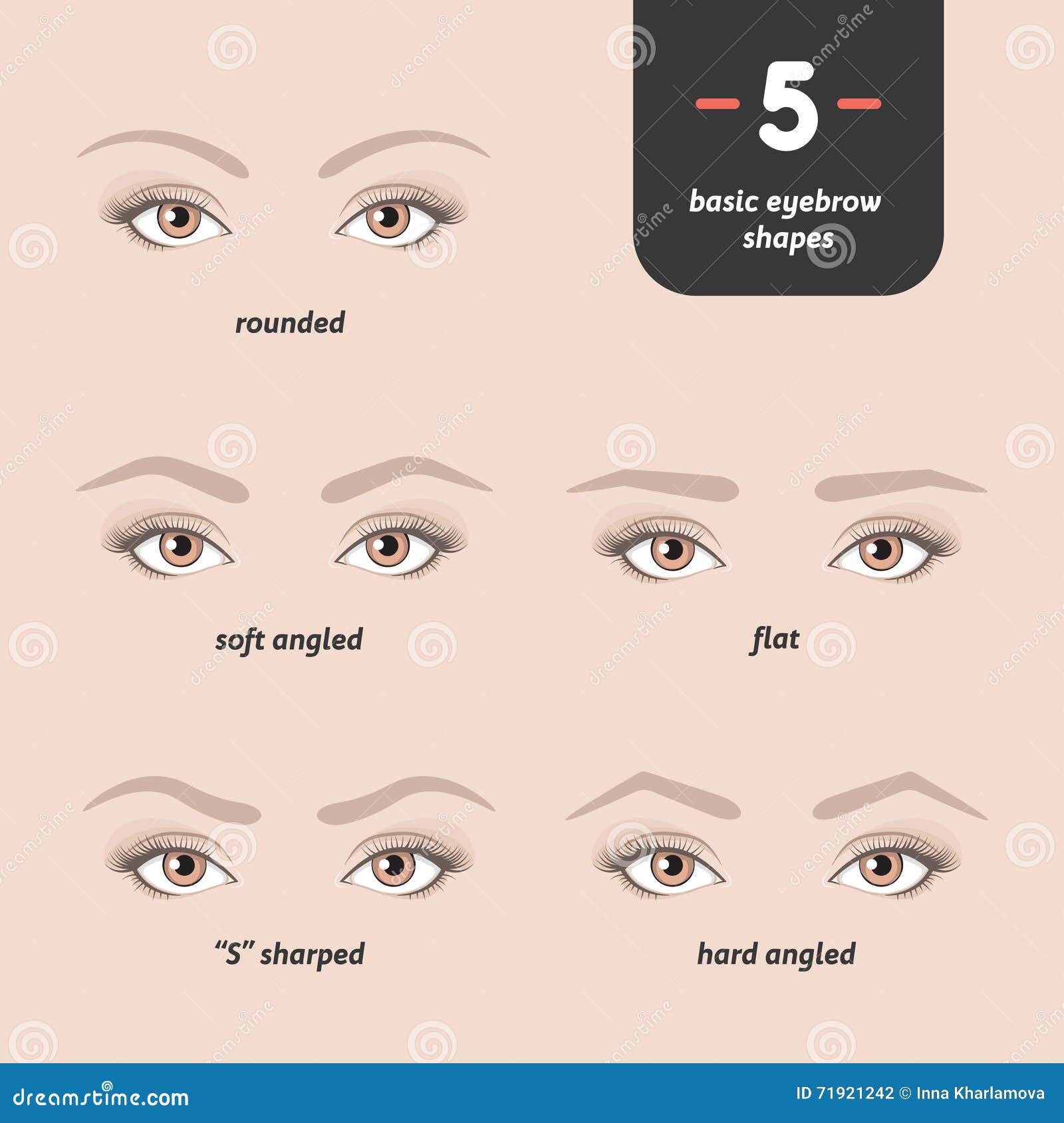 5 Formas Básicas De La Ceja Ilustración del Vector - Ilustración de ...