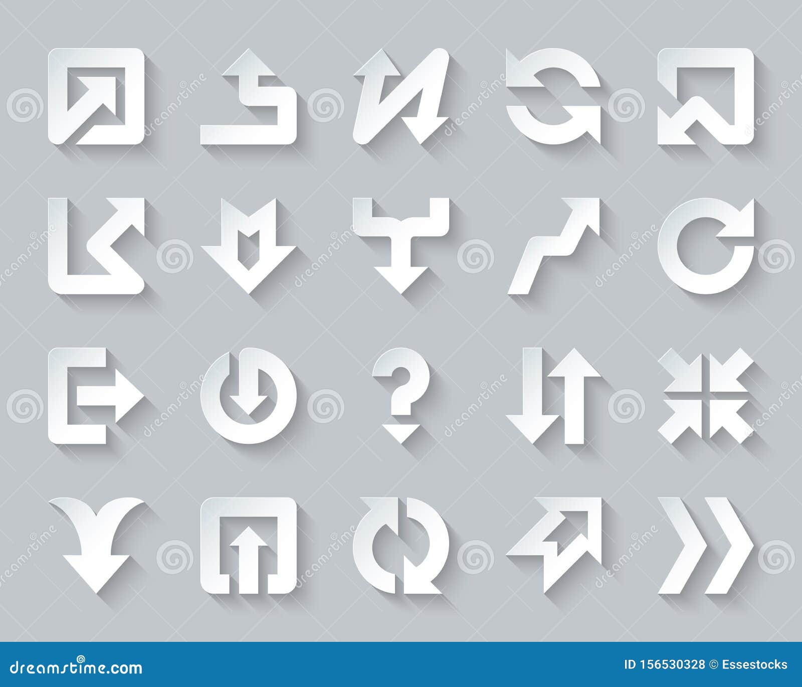 Formas De Flecha Simple Iconos De Corte De Papel Conjunto Vectorial ...