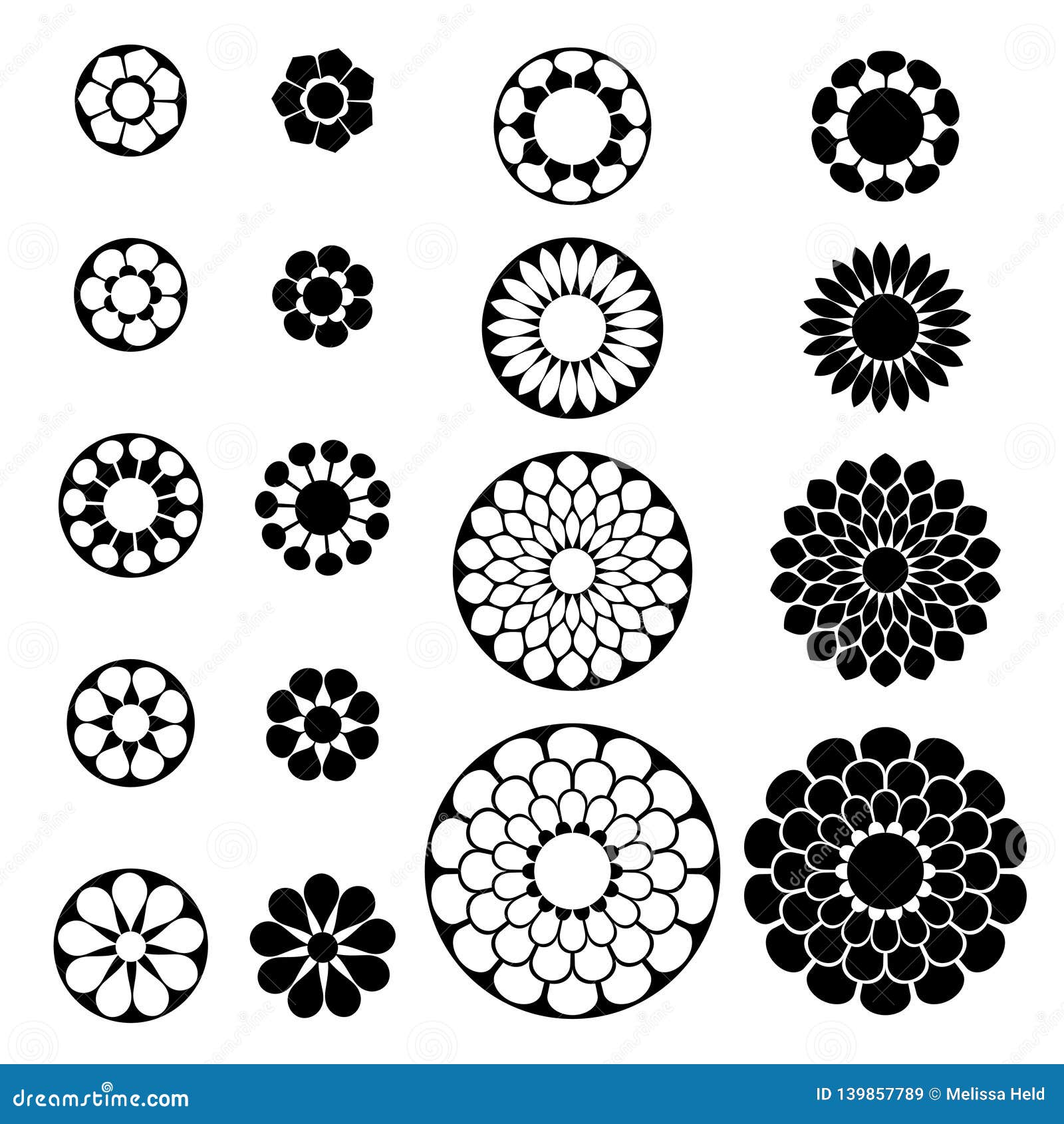 Formas De La Flor Del Negro Del Vector Stock de ilustración ...