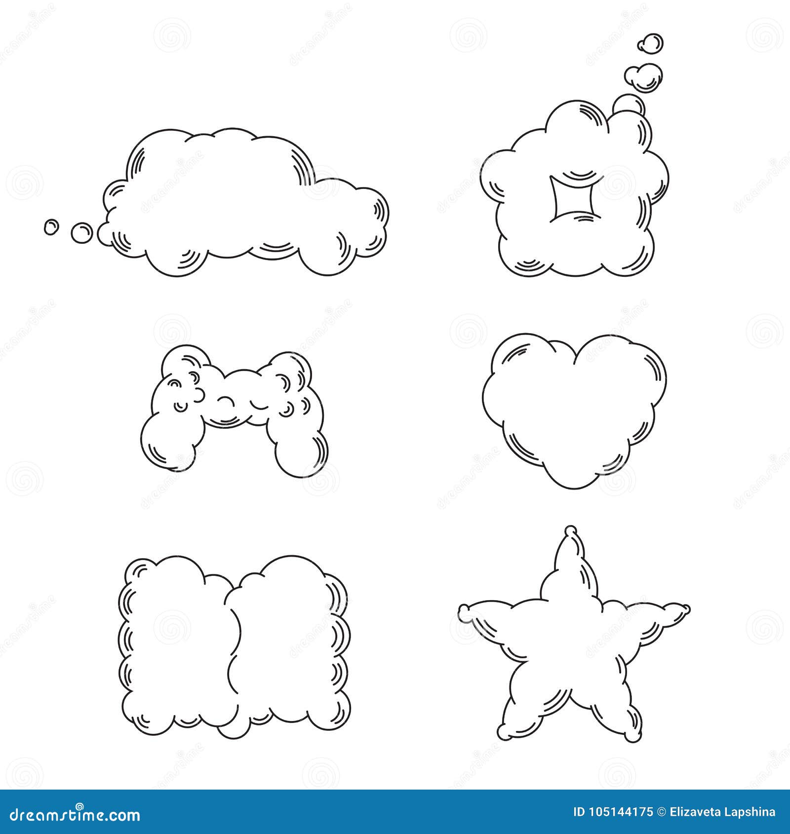 Formas De Nubes En Estilo Linear Stock de ilustración - Ilustración de ...