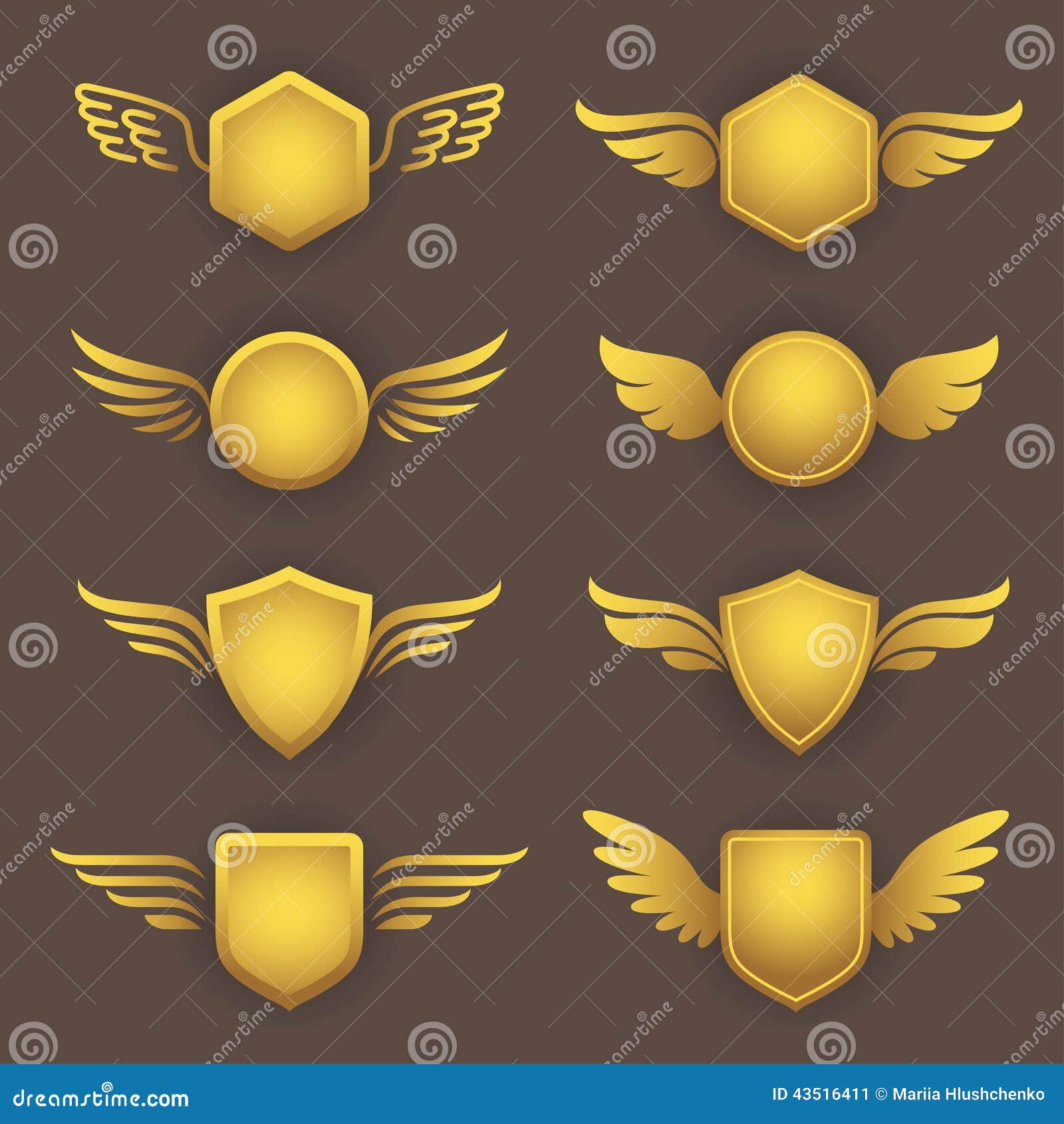 Formas Heráldicas Con Las Alas Ilustración del Vector - Ilustración de ...