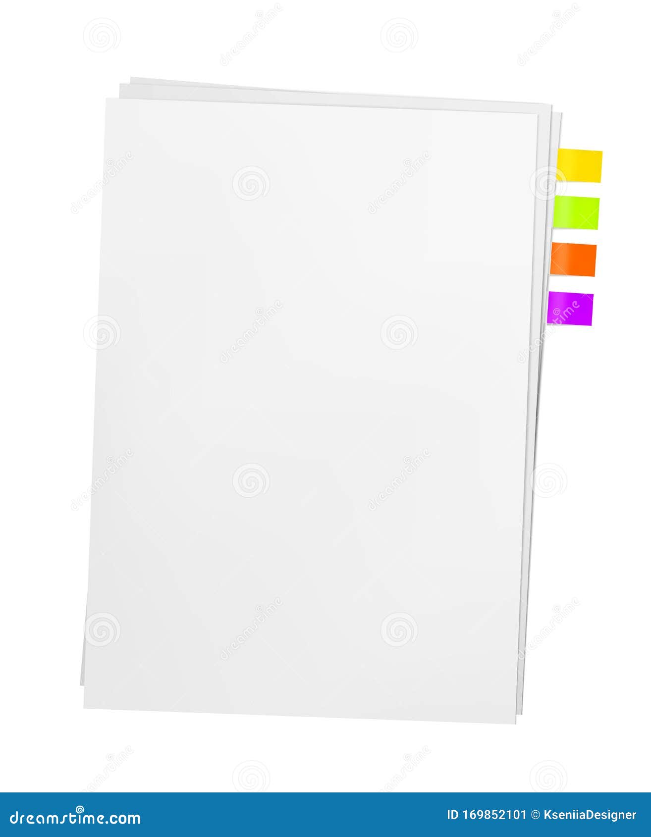 A4 Format Paper with Color Post Note Stickers Stock Vector ...