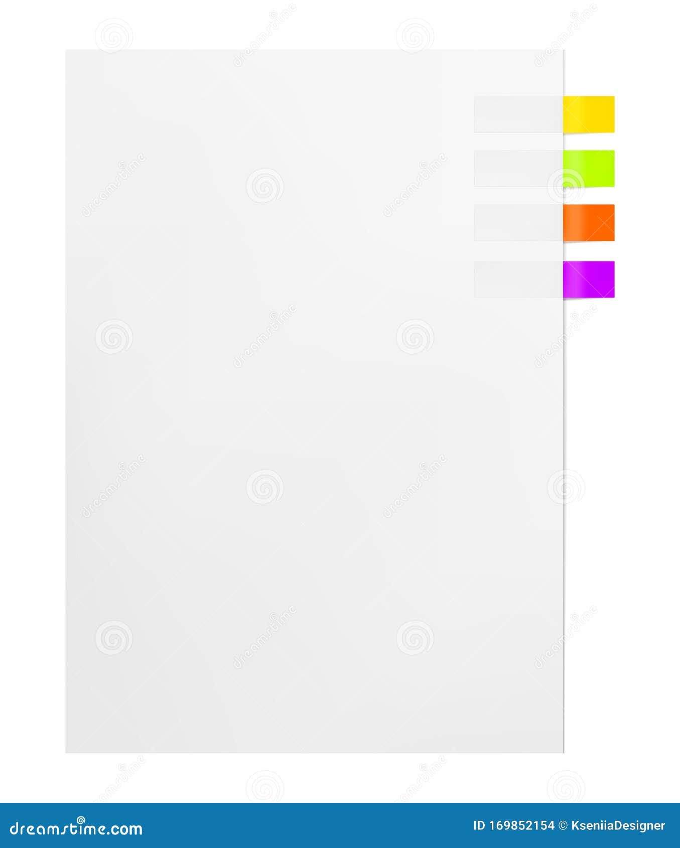A4 Format Paper with Color Post Note Stickers Stock Vector ...