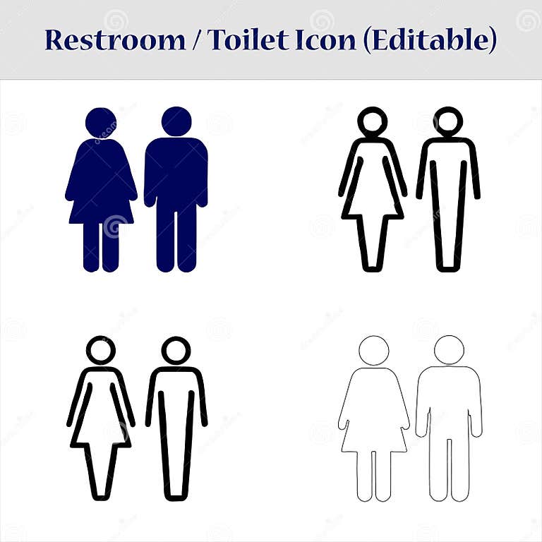 A Grid of Restroom Icons with Varied Styles. Restroom Symbols ...