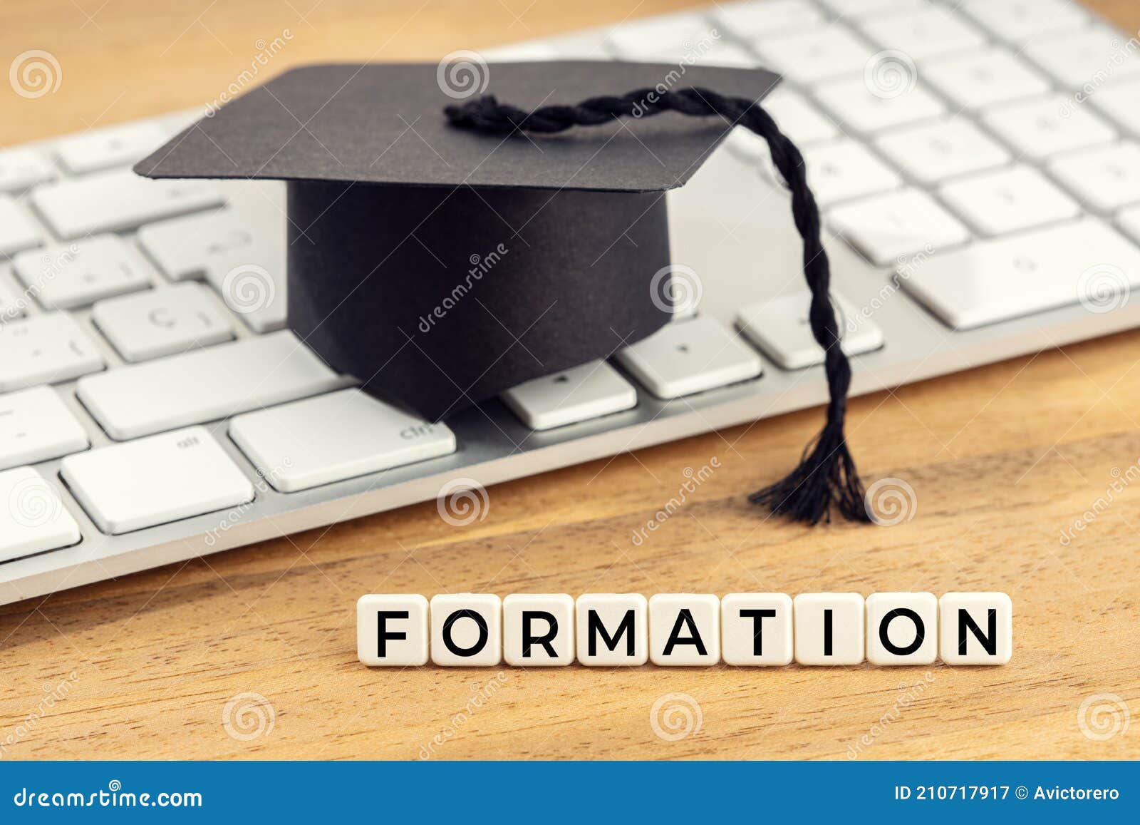 Formation Concept. Graduation Cap on Computer Keyboard Stock Image ...