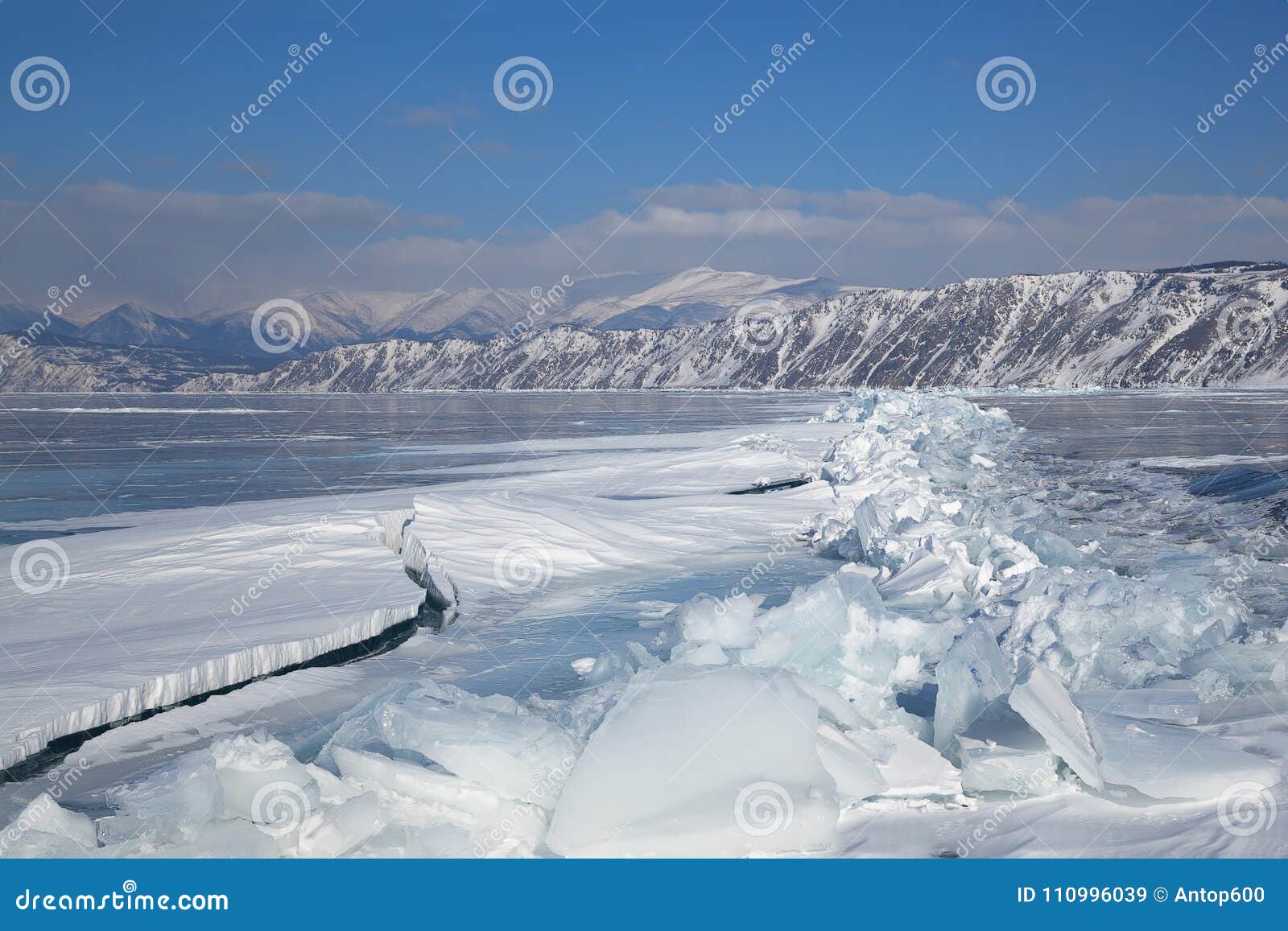 Formation of Long Crack in the Ice of Lake Baikal Stock Image - Image ...
