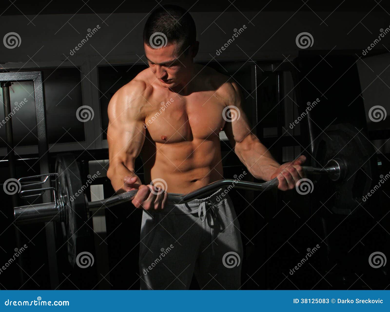 Formation De Bodybuilder Avec Des Poids Image stock - Image du levage ...