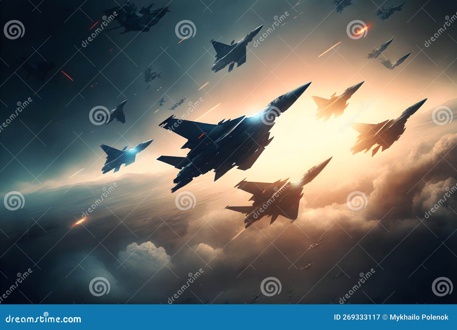 Formation of Destroyer Jets Float in Sky during Aviation Battle. Neural ...
