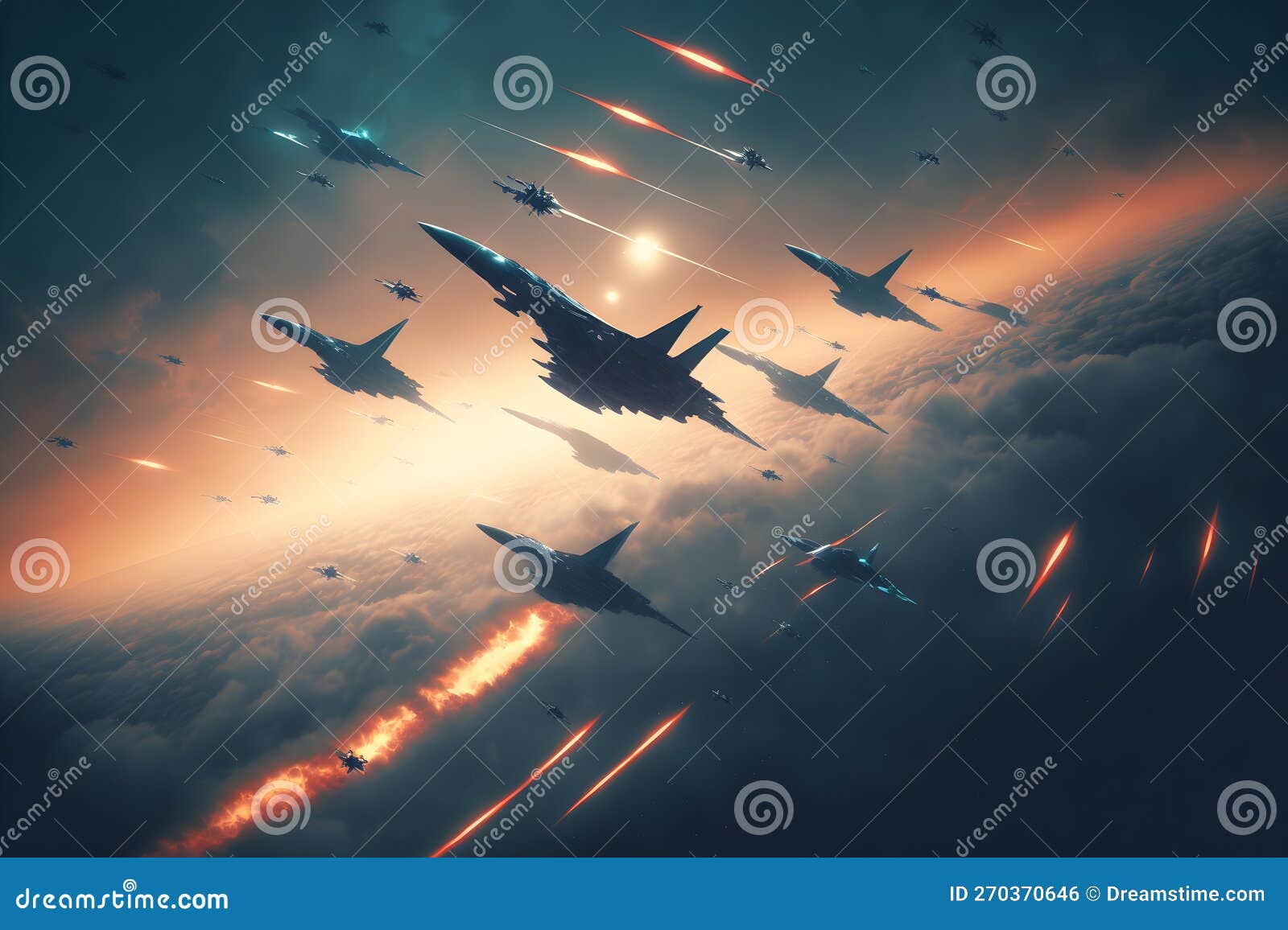 Formation of Destroyer Jets Float in Sky during Aviation Battle. Neural ...