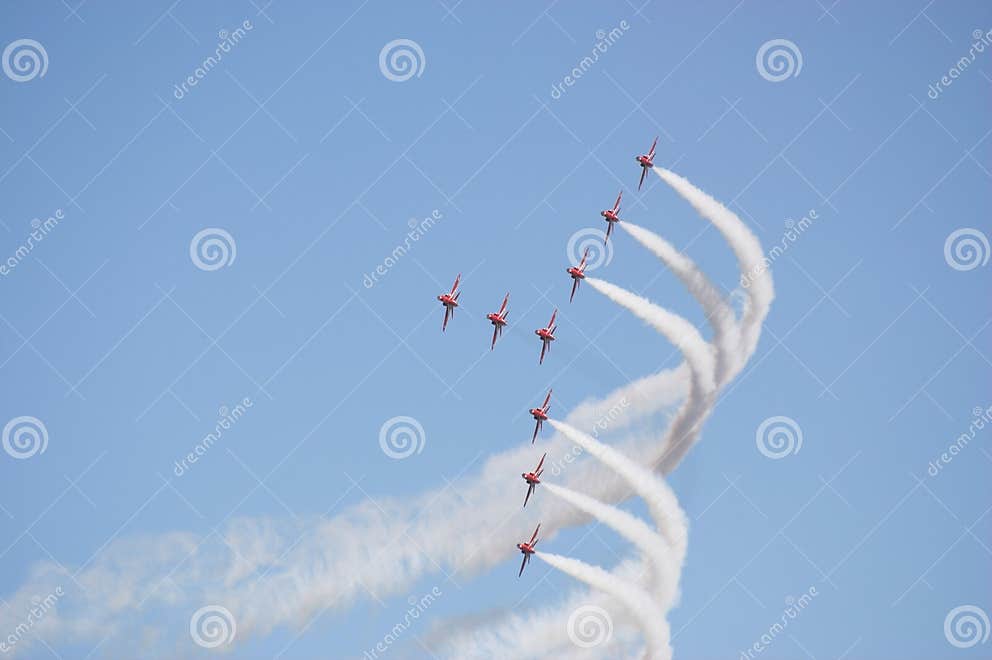 Formation Flight Red Arrows Stock Photo - Image of flying, stripes: 337424